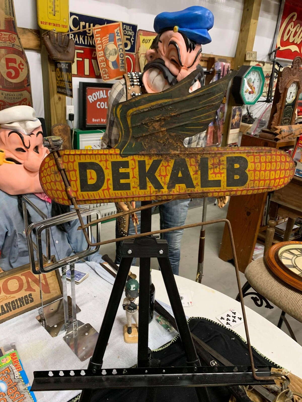 Vintage Metal Dekalb Flying Ear Spinner Wind Vane Sign GAS OIL FARM ...