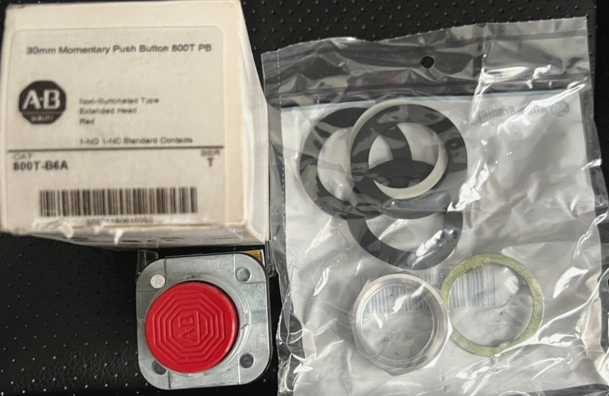 ALLEN BRADLEY 800T-B6A 30.5mm Type 4/13 Mom. Contact PB, Non-Illum ...