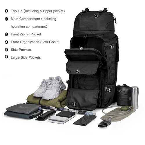 75L Molle Hiking Internal Frame Backpacks with Rain Cover for Black | eBay