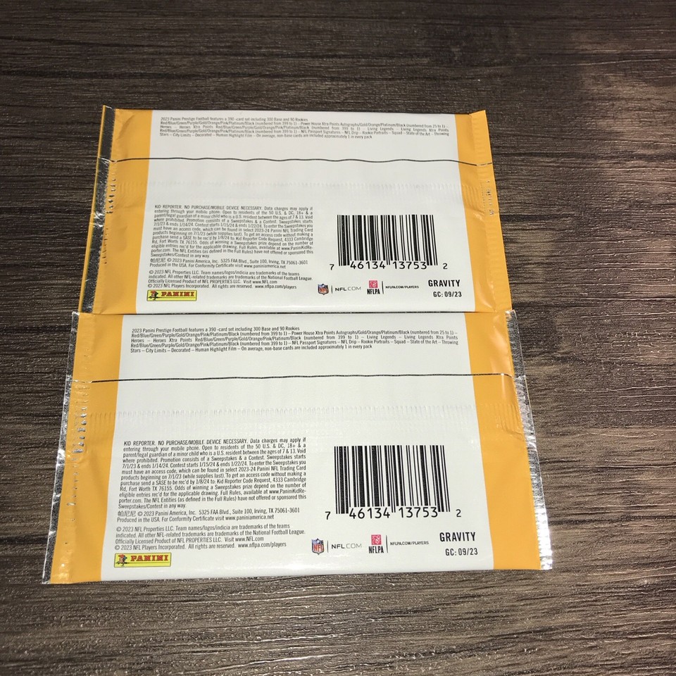 (2) Packs of 2023 Panini Prestige Football-5 Card Packs-----Factory ...