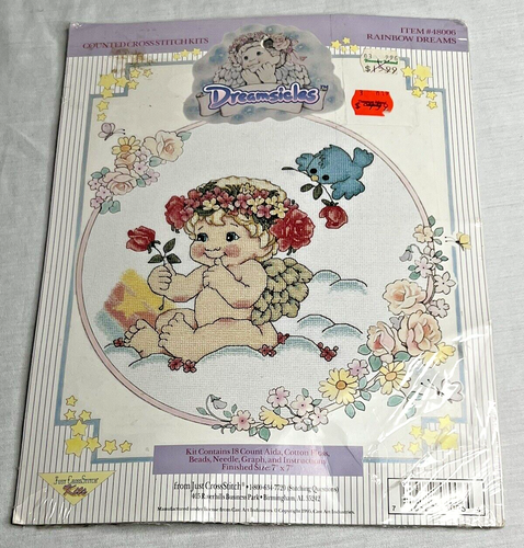 Dreamsicles Sweet Rose baby angel Cross Stitch kit 48006 Floral Cherub ...