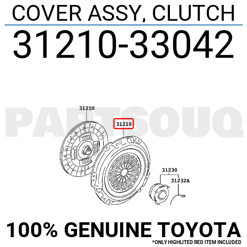 3121033042 Genuine Toyota COVER ASSY, CLUTCH 31210-33042 | eBay