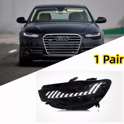 Pair LED DRL Headlight Assembly Start up Animation For Audi A6 C7 S6 ...