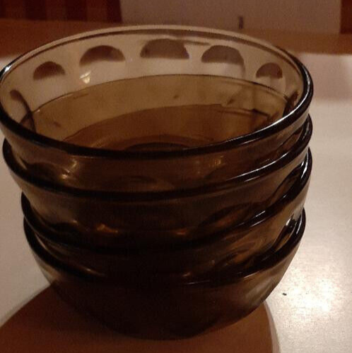 4 Pyrex Ovenware Teardrop Cereal Bowls Vintage Amber Glass Fireside ...