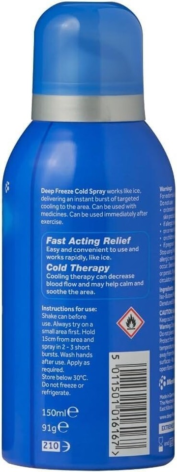 Deep Freeze Muscle Rescue Freeze Spray, Pain Relief Cold Spray 150 ml ...