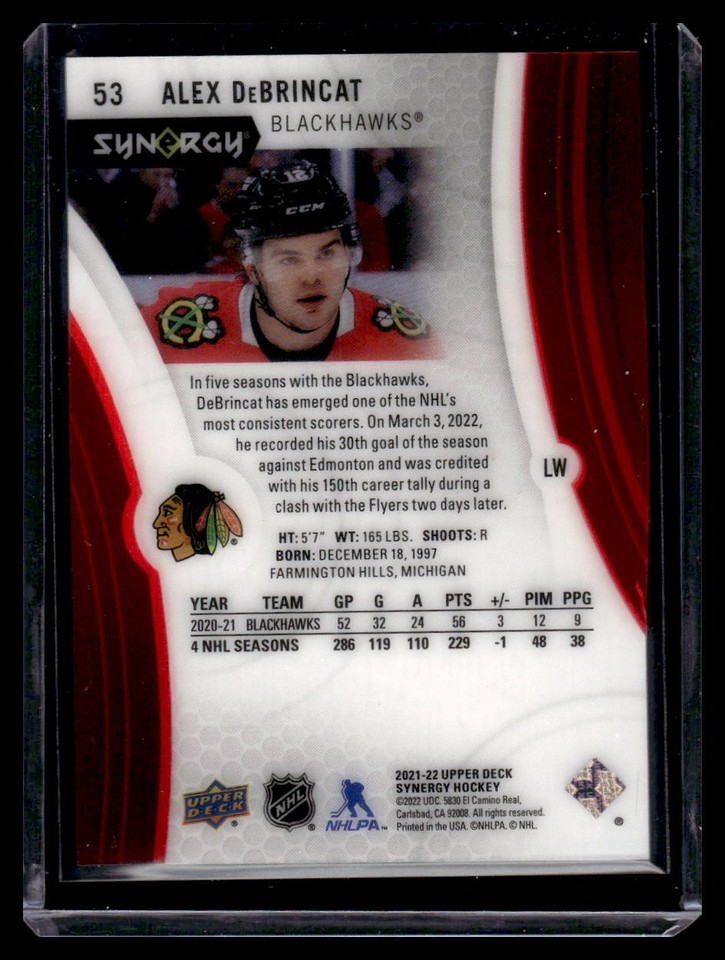 2021 UD Synergy Red Codes Alex DeBrincat #53 Chicago Blackhawks | eBay