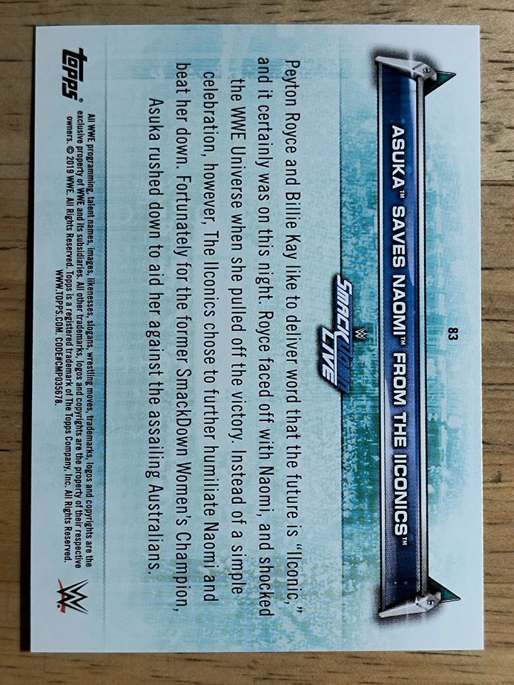 2019 Topps WWE Women's Division #83 Asuka Saves Naomi from the Iiconics ...