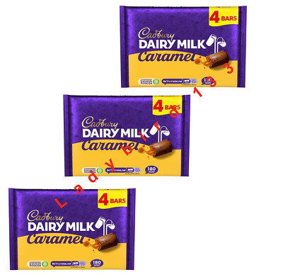Cadbury Dairy Milk Caramel Chocolate Bar Multipack 148g x3 12 Bars in ...