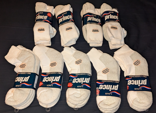 Vintage Prince Pro Cushioned White Men's Socks Size 10-13 NEW NOS Lot ...