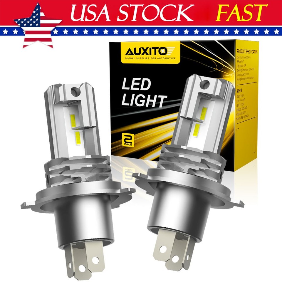 Fanless H4 LED Headlight Kit Light Bulb High Low Beam 6500K HB2 9003 ...