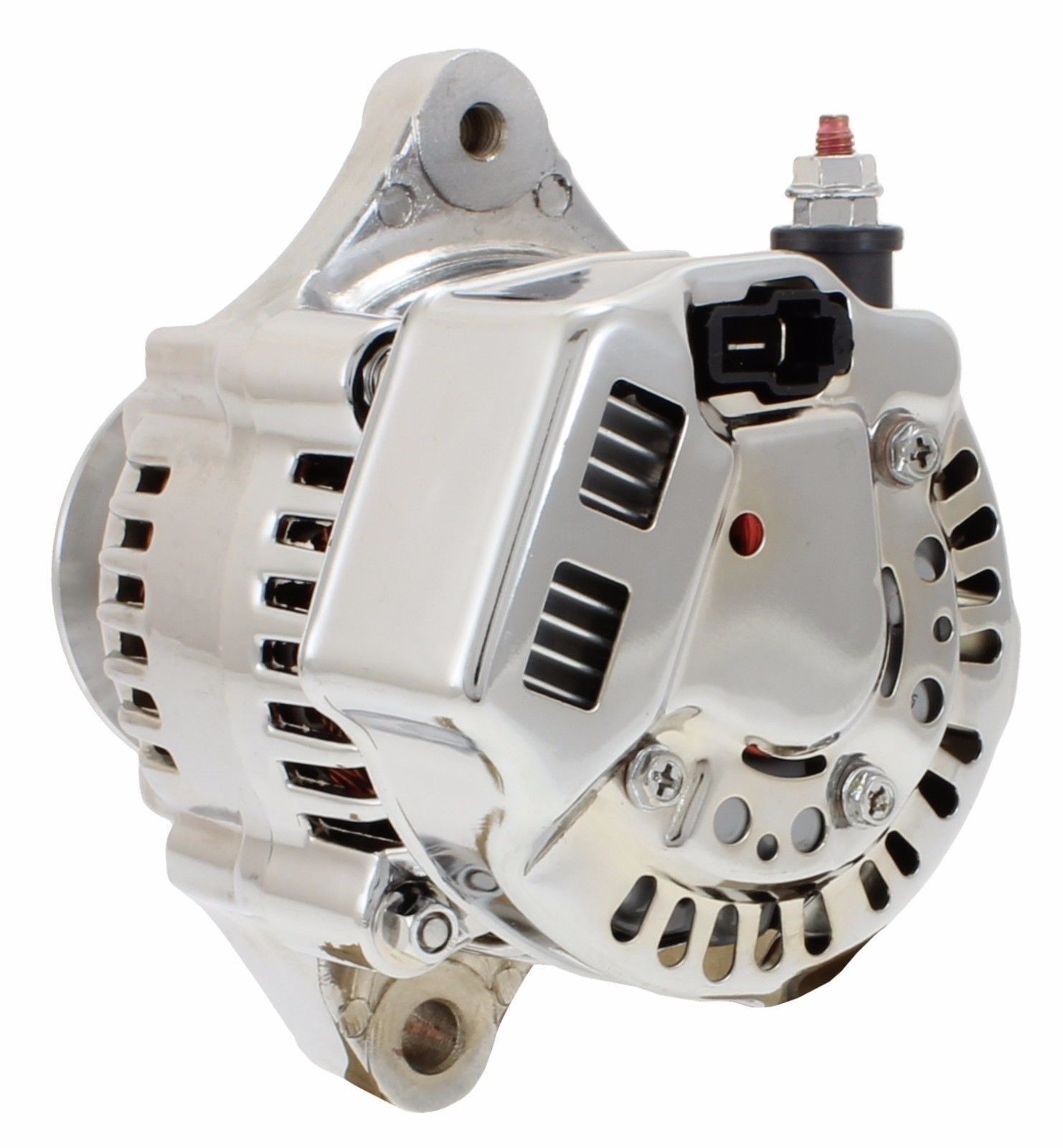 New CHROME Mini Alternator fits Street Rod Race Denso 70 Amp 12V Self ...