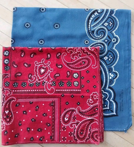Two Cotton Bandanas, Red, Blue, Different Sizes | eBay