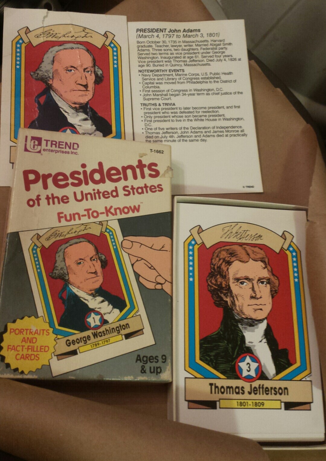 Presidents of the United States Flash Cards 1992 1-42 4x6 Teaching Tool ...