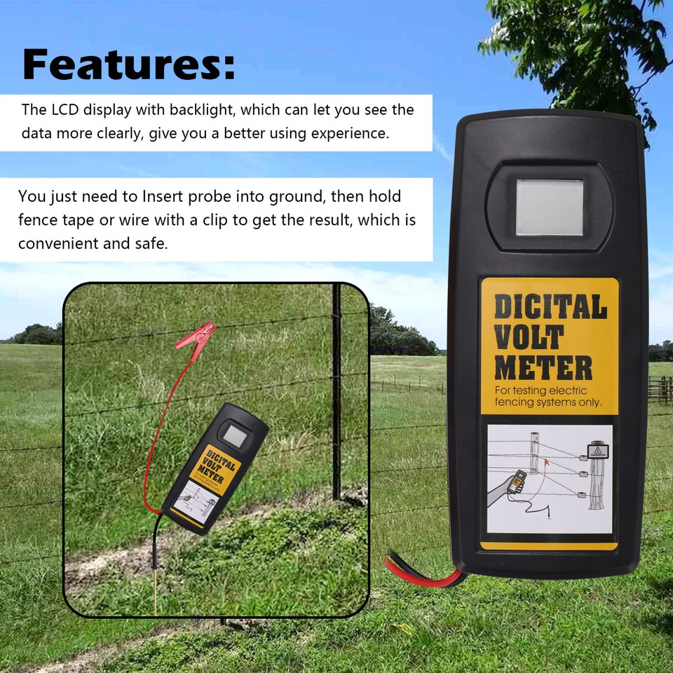 9.9KV Electric Fence Voltage Tester Home Garden Digital Fence Tester ...