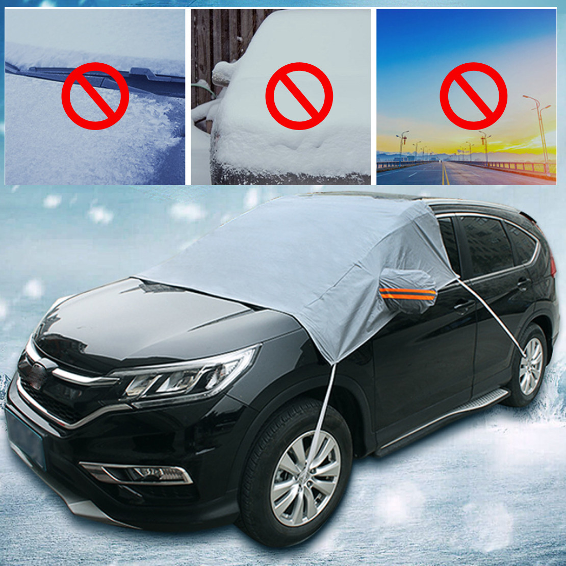 Universal Car SUV Auto Windshield Snow Sun Cover Tarp Ice Scraper Frost ...