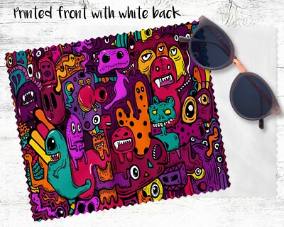 Abstract Monsters Microfibre Lens Cleaning Cloth For Glasses Tablet ...
