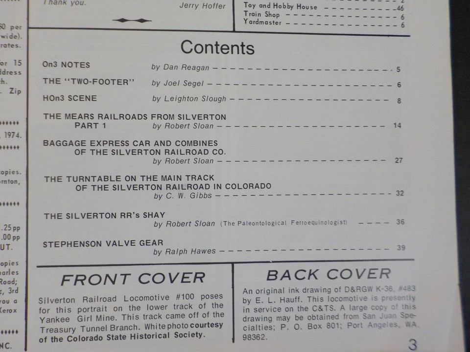 Slim Gauge News 1973 Fall V3 #3 Mears Railroads from Silverton Baggage ...