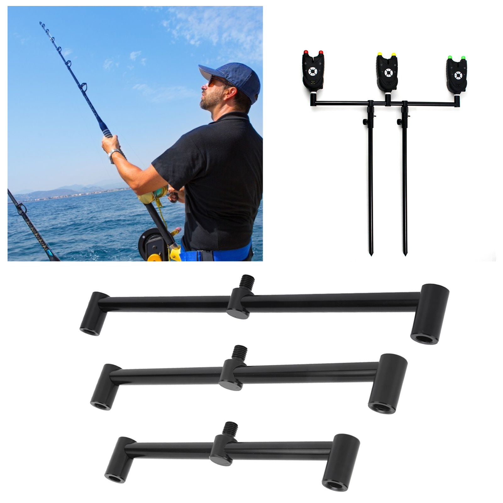 2 Head Aluminum Alloy Buzz Bar For Fishing Rods Crossbar Bracket ...