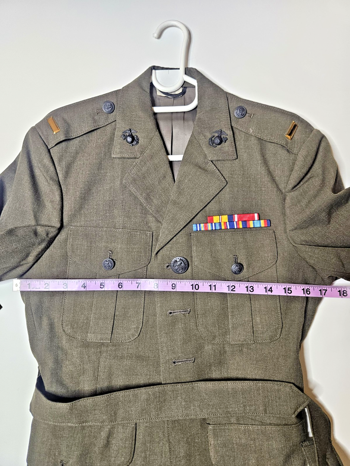 USMC US MARINE CORPS OFFICERS SERVICE DRESS ALPHA GREEN JACKET 34R ...