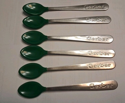 LOT OF 6 NEW OLD STOCK GERBER STAINLESS STEEL SOFT TIP BABY SPOONS USA ...