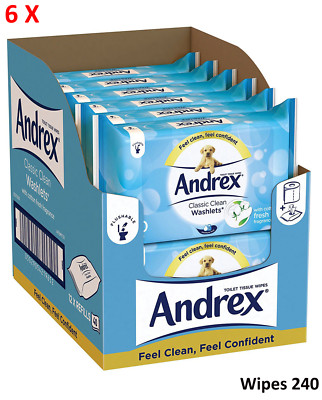 New Andrex Washlets CLASSIC Clean Toilet Tissue Wipes 40pc per pack | eBay