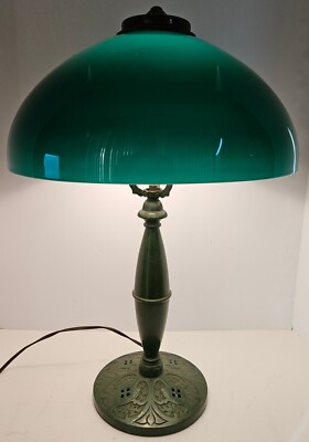 Antique Working 1916 PITTSBURGH LAMP, BRASS & GLASS CO. Green Glass ...