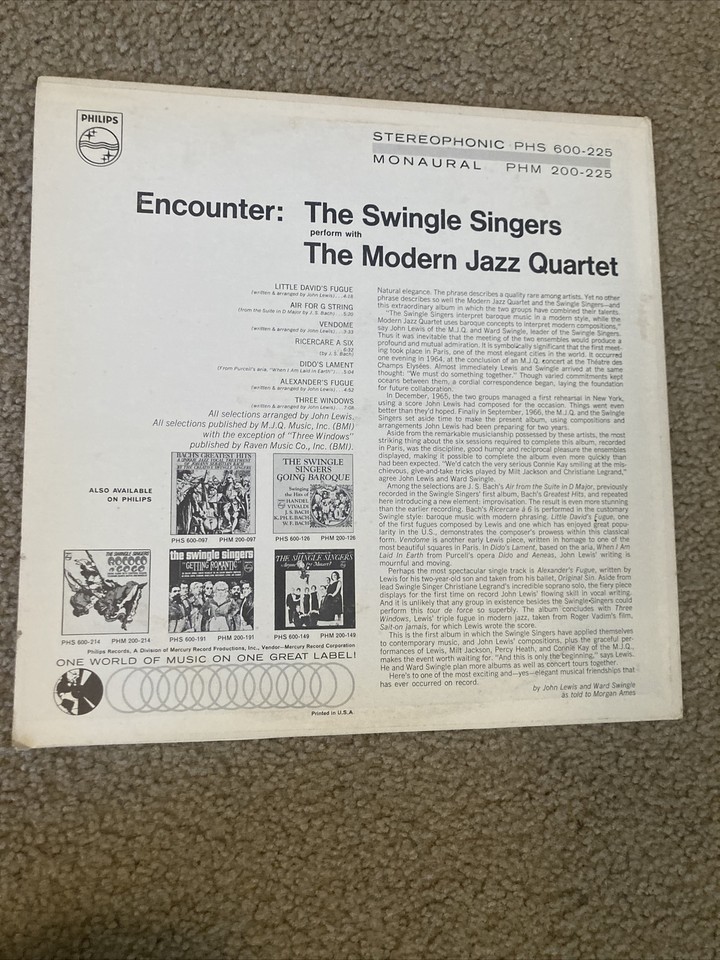 The Swingle Singers Perform With The Modern Jazz Quartet Album | eBay