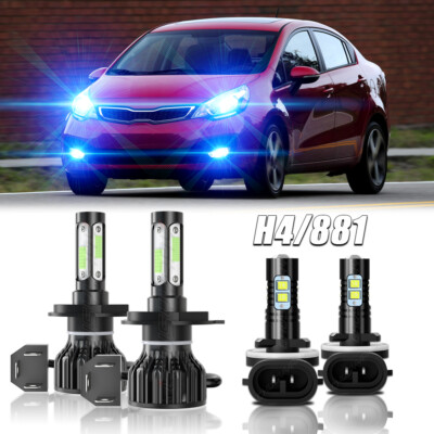4PC LED Headlight + Fog Light Bulbs 8000K For Kia Rio 2003-2011 & Rio5 ...