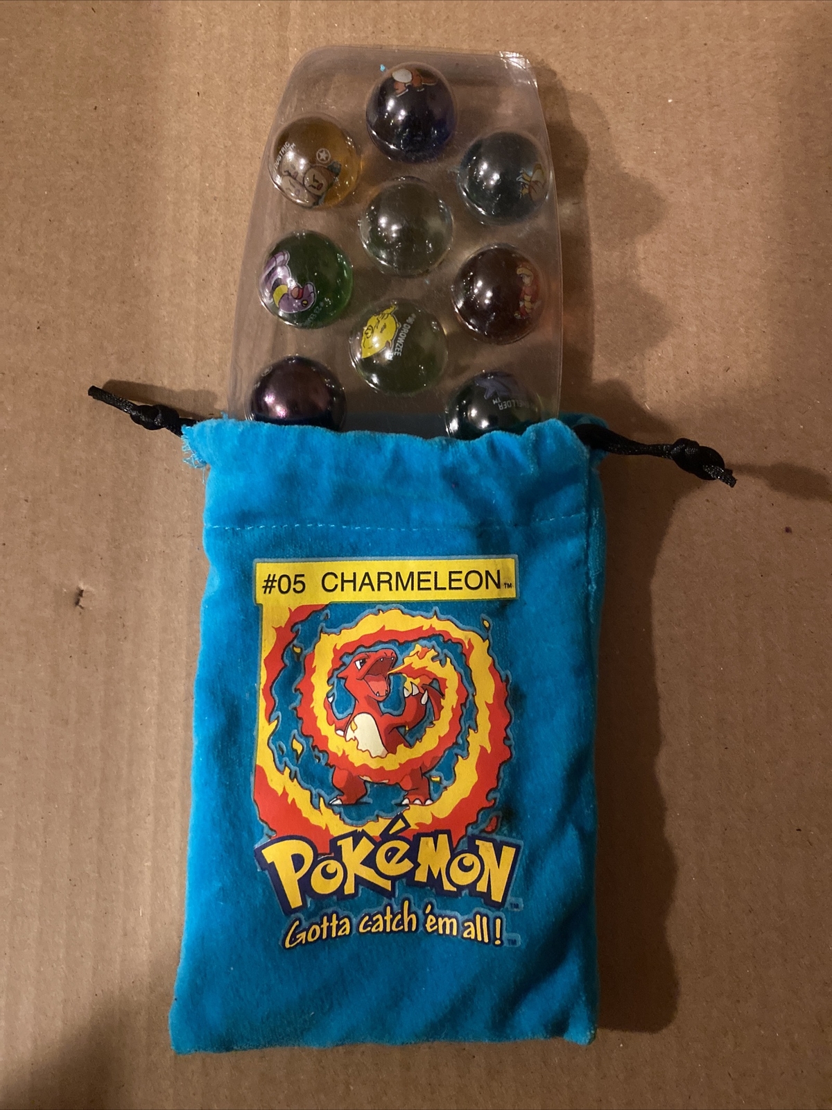 Pokemon Series 2 Collector 9x Marbles Blue Pouch #05 CHARMELEON Toy Biz ...