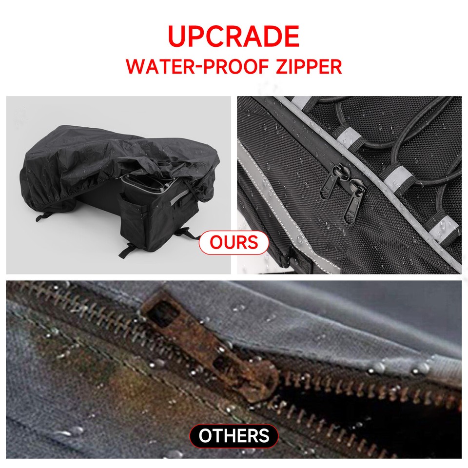 ATV Part Rear Rack Back Seat Storage Pack Luggage Bag Cushion Black Pad ...