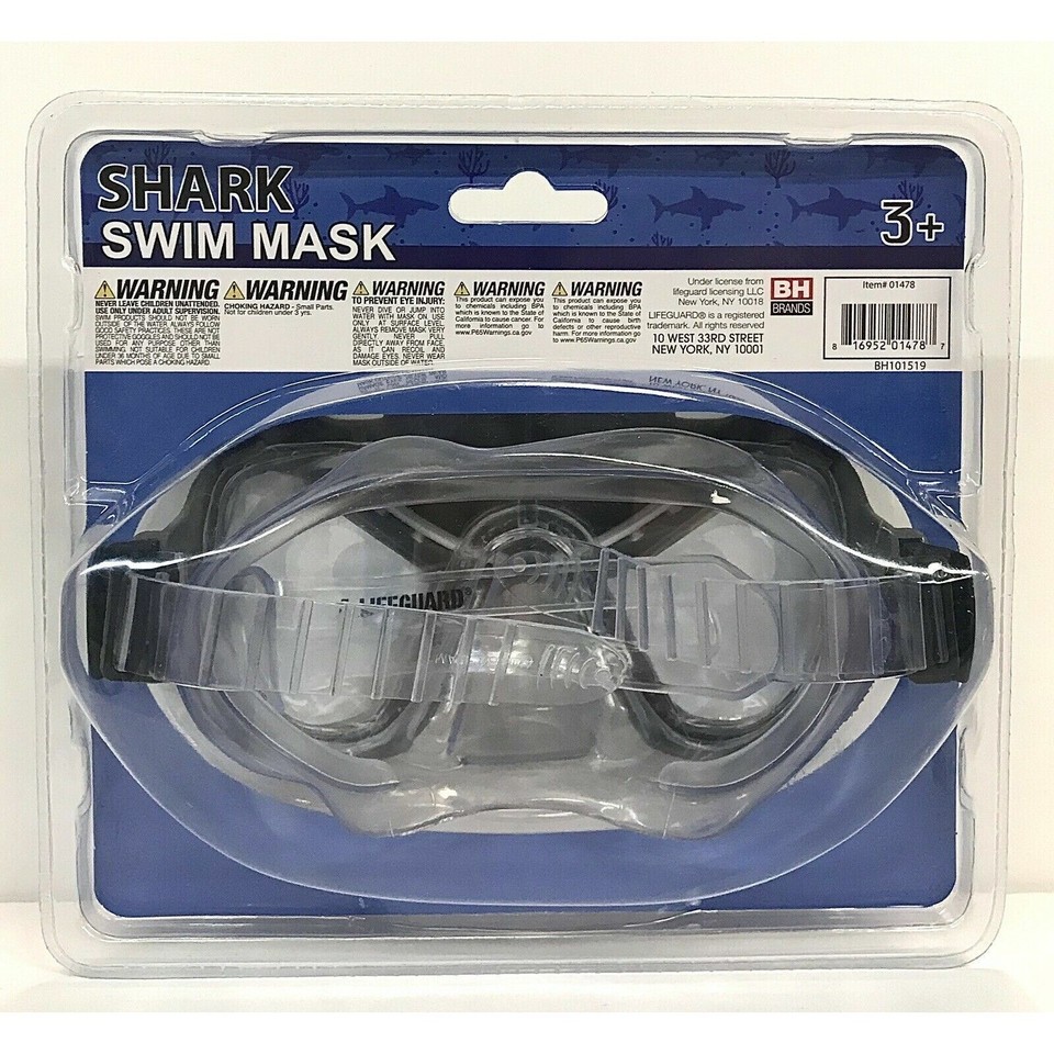 Lifeguard Kids SHARK SWIM MASK FOR KIDS Adjustable Straps 3+ Latex Free ...