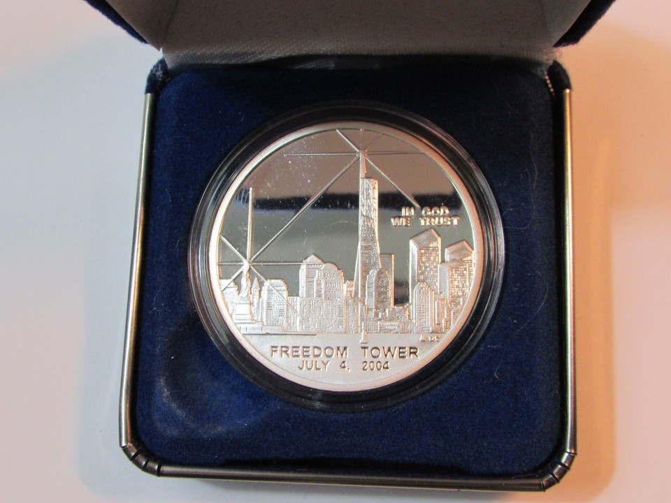 2004 Freedom Tower World Trade Center Proof Silver Dollar Coin .999 ...