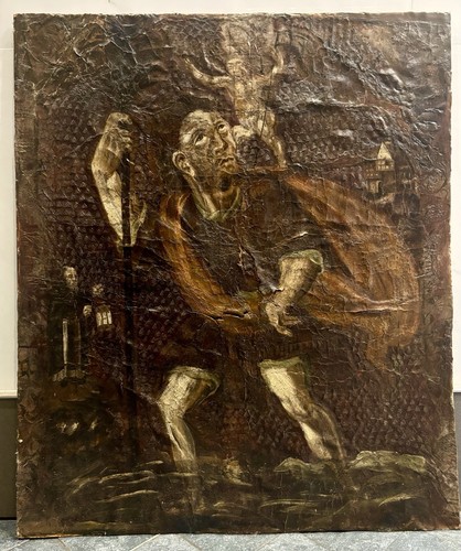 Old Master Oil Painting On Tooled Leather - 16th c. French Saint ...