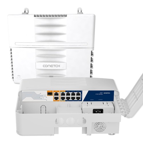 CONETCH 11 Port Outdoor PoE Switch with 2 Uplink & 1 SFP, IP65 ...