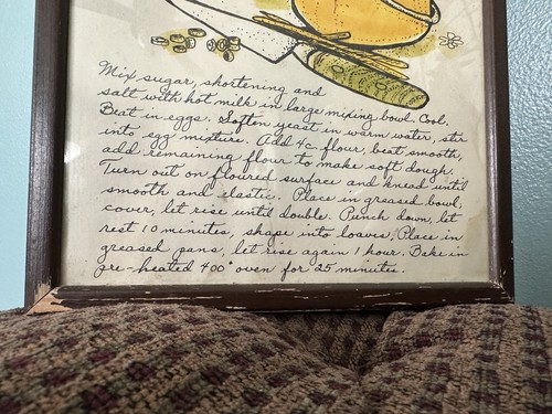 Vintage 1970’s Jacque Pati Framed Print Home-Made Bread Recipe | eBay