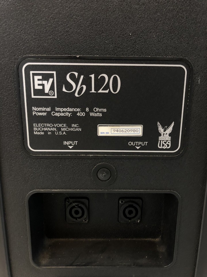 EV Electro-Voice Sb120 Speakers, 8 Ohms, 400 Watts | eBay