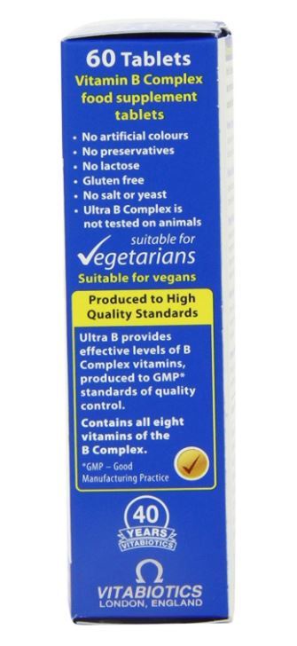 Vitabiotics Ultra Vit B Complex Provides All 8 B Complex Vitamins - 60 ...