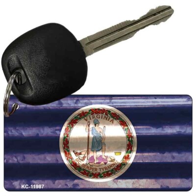 Virginia Corrugated Flag Metal Aluminum Key Chain License Plate Tag Art ...