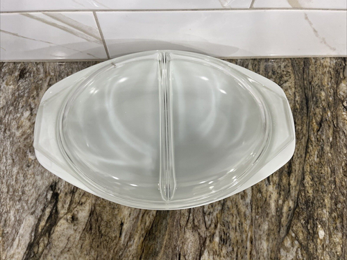 Vintage Pyrex Oval Divided Vegetable Bowl 1063 1.5 Quart With Lid 945 C ...