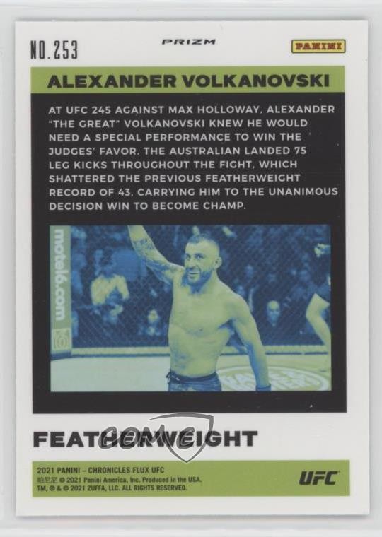 2021 Panini Chronicles UFC Flux White Sparkle Alexander Volkanovski ...