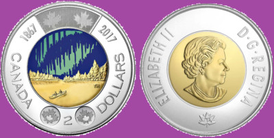 2017 Canada COLORED 50th Anniv Dance of the Spirits Two Dollars Toonie ...
