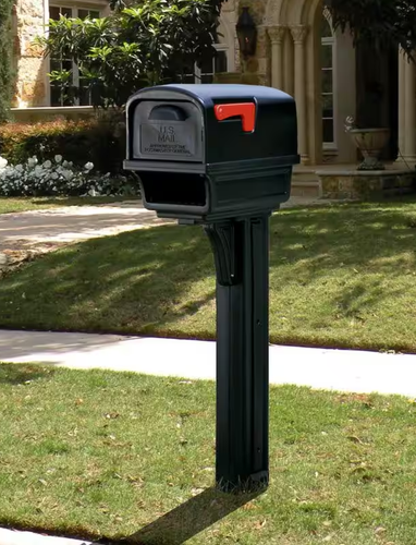 Gentry Black, Medium, Plastic, All-In-One Mailbox and Post Combo ...