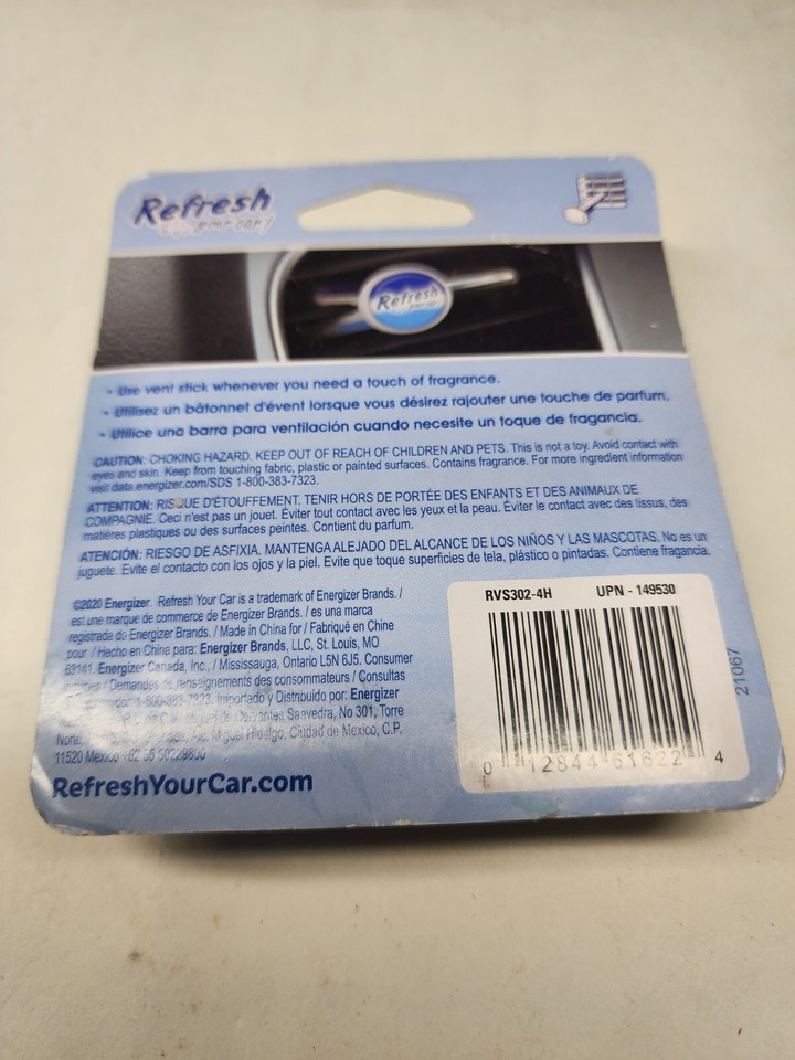 Refresh Your Car Odor Eliminating Auto Vent Stick, New Car / Cool ...