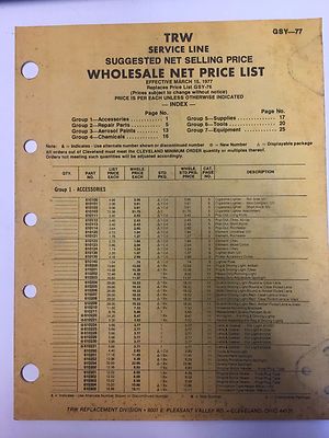 Vintage TRW Service Line Catalog Tools Paint Knives Supplies Insert GSY ...