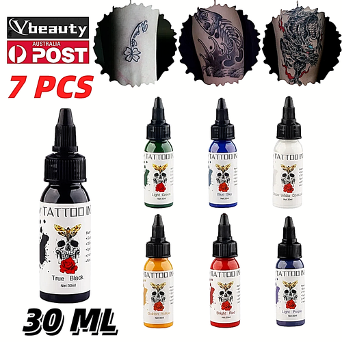 YBEAUTY Tattoo Ink Non Toxic Pigment Inks 7 Color Set 30ML Bottle ...