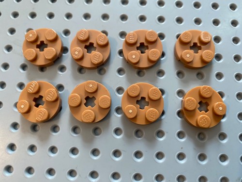 Lego Plate 2x2 Round with Axle Hole in Medium Dark Flesh Pack of 8 / PN ...