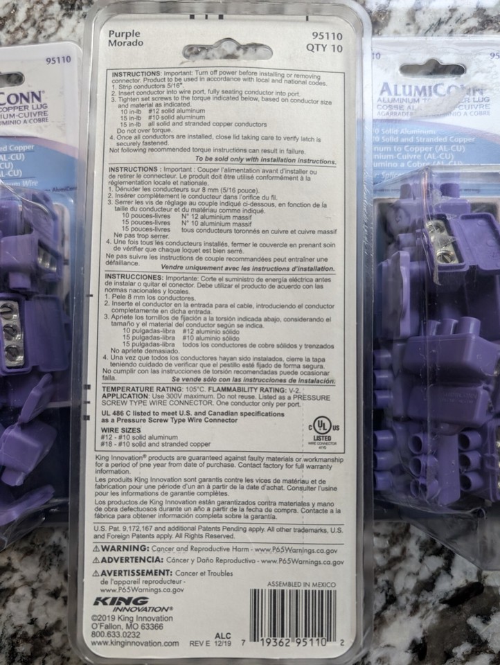 ECM, 10 Pack, Alumiconn Aluminum To Copper Lug Connector, 95110 ...