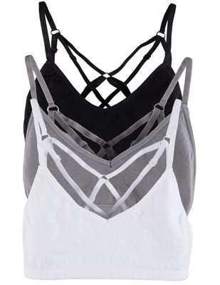 Kalon 3 Pack Strappy Back Padless Bralette | eBay