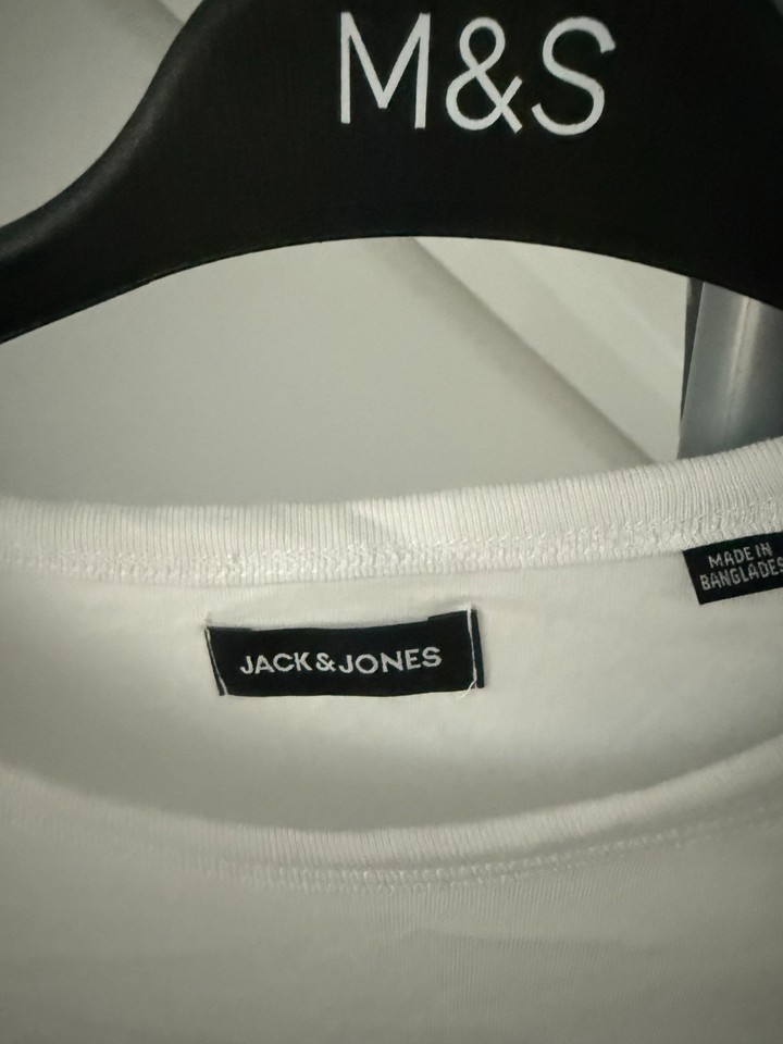 Jack & Jones white t shirt size Large | eBay UK