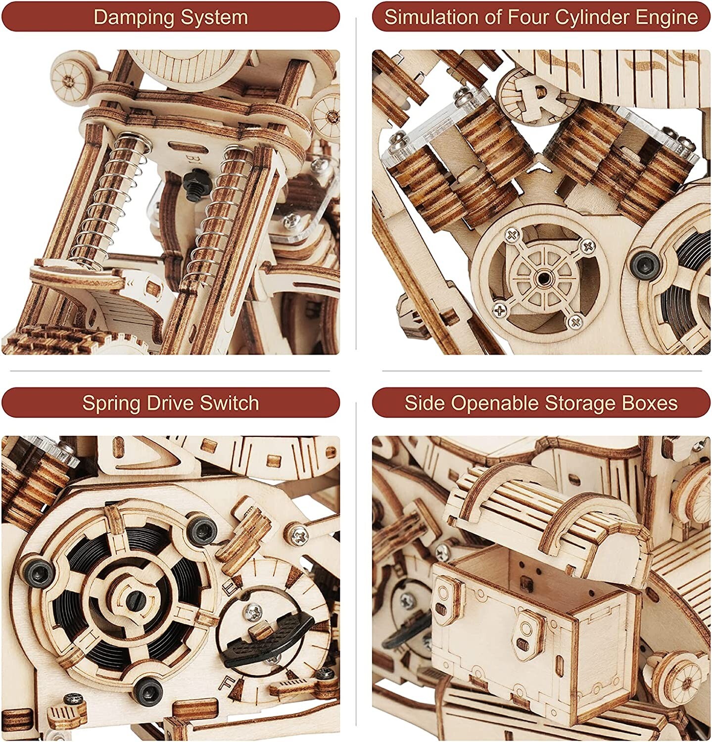 ROKR 3D DIY Wooden Motorcycle Model Building Kit Puzzle Kids Gift ...